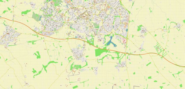 Swindon Area UK PDF Vector Map: City Plan High Detailed Street Map ...