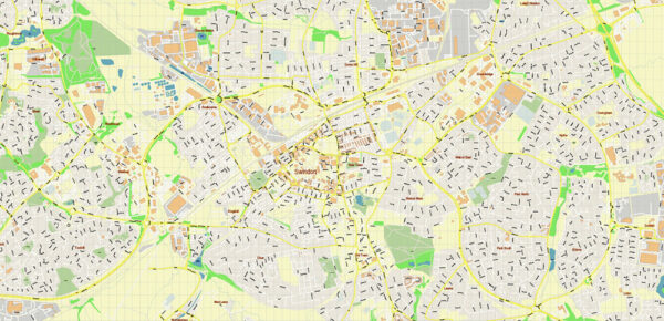 Swindon Area UK PDF Vector Map: City Plan High Detailed Street Map ...