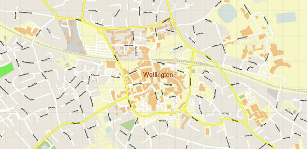 Telford Area UK Map Vector City Plan High Detailed Street Map editable ...