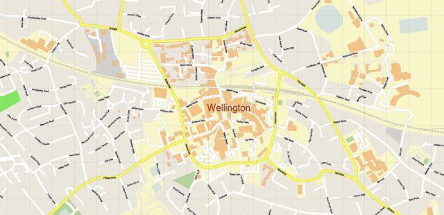 Telford Area UK Map Vector City Plan High Detailed Street Map editable ...
