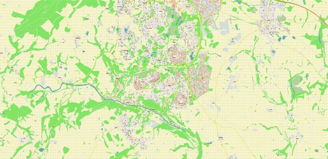 Telford Area UK Map Vector City Plan High Detailed Street Map editable ...