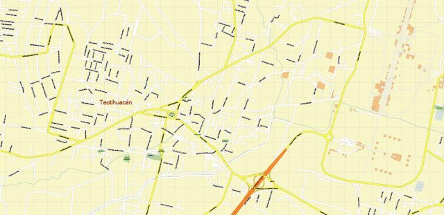 Mexico City + Teotihuacan (.Ai + .PDF + .SVG) Map Vector Exact City ...
