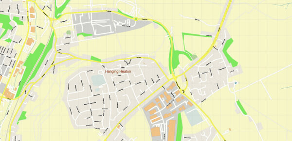 Wakefield Area UK PDF Vector Map: City Plan High Detailed Street Map ...