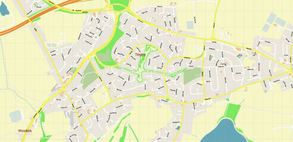 Wakefield Area UK Map Vector City Plan High Detailed Street Map ...