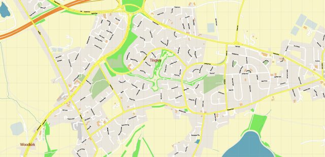 Wakefield Area UK Map Vector City Plan High Detailed Street Map ...