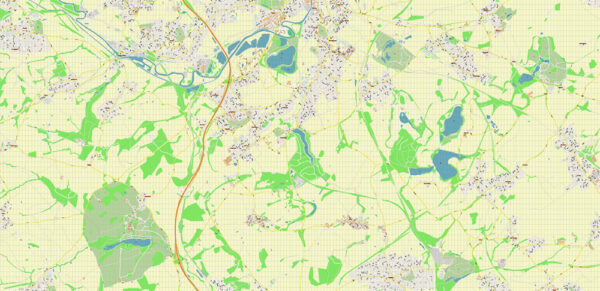 Wakefield Area UK Map Vector City Plan High Detailed Street Map ...