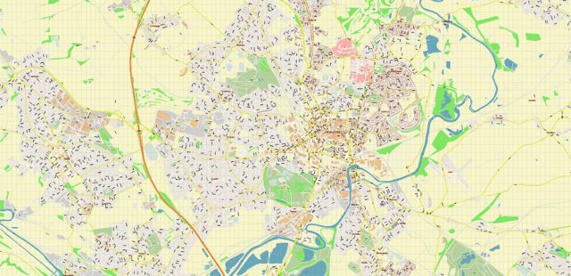 Wakefield Area UK Map Vector City Plan High Detailed Street Map ...