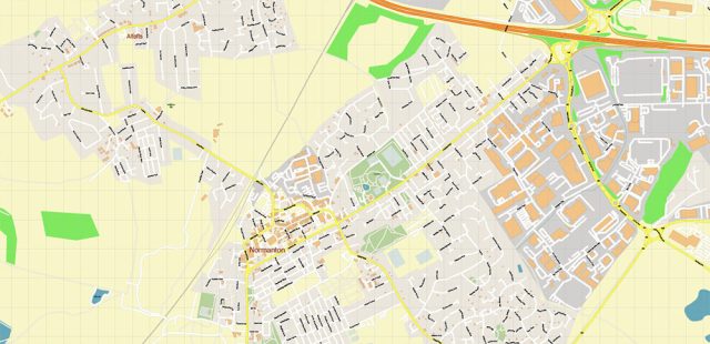Wakefield Area UK Map Vector City Plan High Detailed Street Map ...