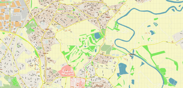 Wakefield Area UK Map Vector City Plan High Detailed Street Map ...
