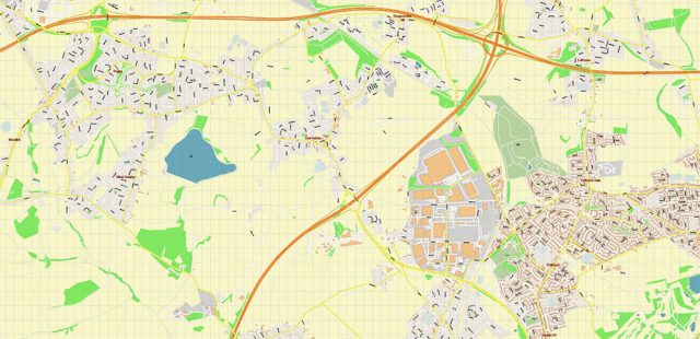 Wakefield Area UK Map Vector City Plan High Detailed Street Map ...