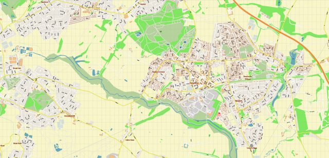 Warrington Area UK PDF Vector Map: City Plan High Detailed Street Map ...