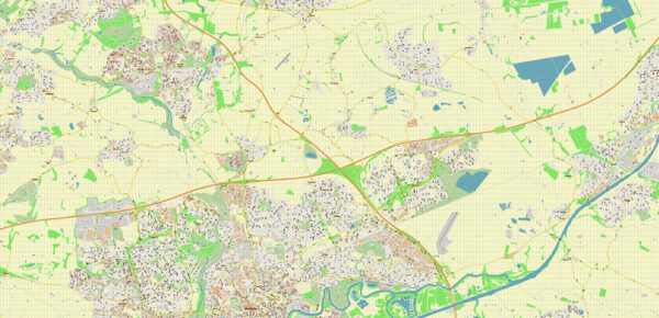 Warrington Area UK Map Vector City Plan High Detailed Street Map ...