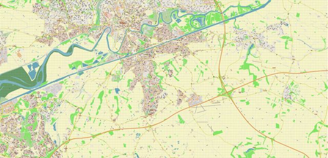 Warrington Area UK PDF Vector Map: City Plan High Detailed Street Map ...