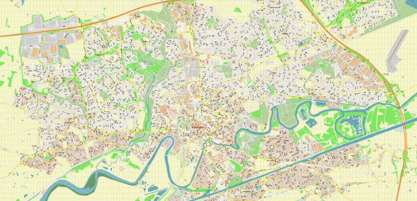 Warrington Area UK PDF Vector Map: City Plan High Detailed Street Map ...