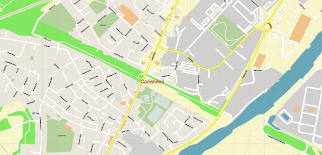 Warrington Area UK PDF Vector Map: City Plan High Detailed Street Map ...