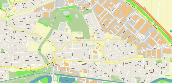 Warrington Area UK Map Vector City Plan High Detailed Street Map ...