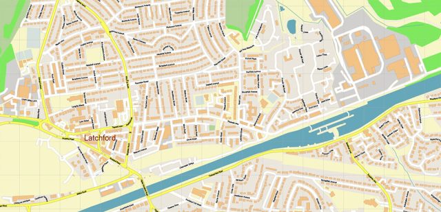 Warrington Area UK Map Vector City Plan High Detailed Street Map ...