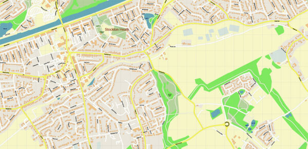 Warrington Area UK Map Vector City Plan High Detailed Street Map ...