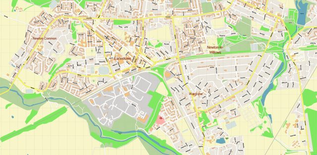 Wigan Area UK Map Vector City Plan High Detailed Street Map editable ...