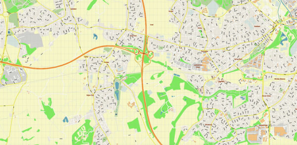 Wigan Area UK Map Vector City Plan High Detailed Street Map editable ...