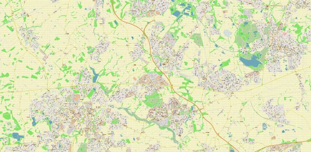 Wigan Area UK Map Vector City Plan High Detailed Street Map editable ...