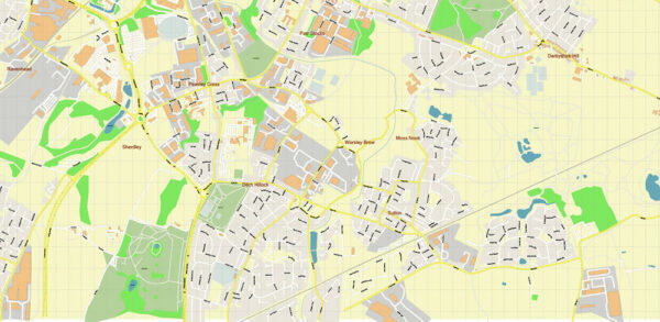 Wigan Area UK Map Vector City Plan High Detailed Street Map editable ...