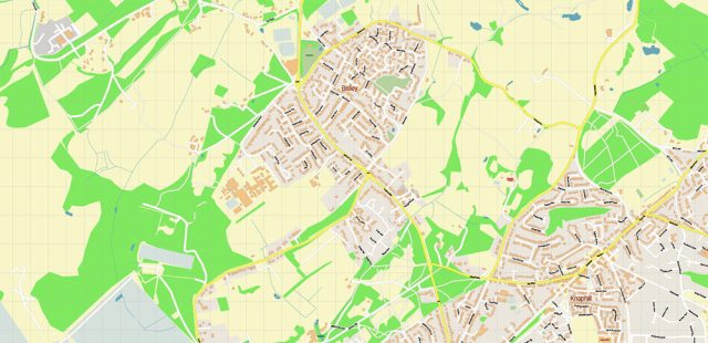 Woking + Guildford UK Map Vector City Plan High Detailed Street Map ...