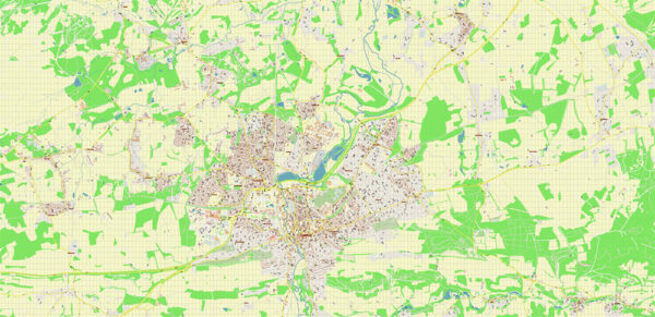 Woking + Guildford UK PDF Vector Map: City Plan High Detailed Street ...