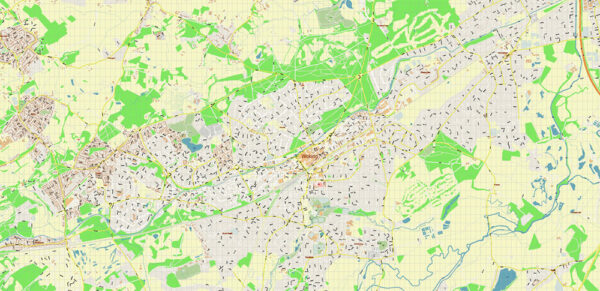 Woking + Guildford UK Map Vector City Plan High Detailed Street Map ...