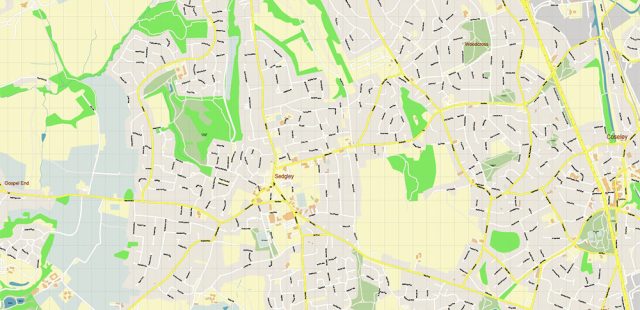 Wolverhampton + Dudley UK Map Vector City Plan High Detailed Street Map ...