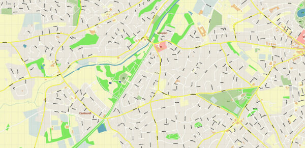 Wolverhampton + Dudley UK Map Vector City Plan High Detailed Street Map ...