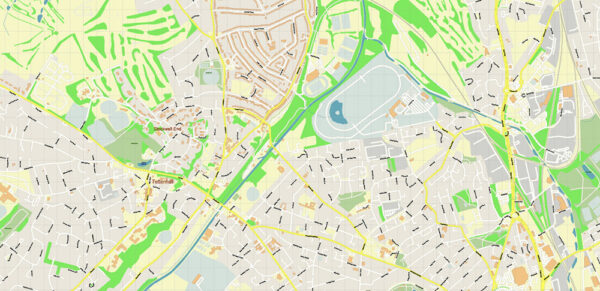 Wolverhampton + Dudley UK PDF Vector Map: City Plan High Detailed ...