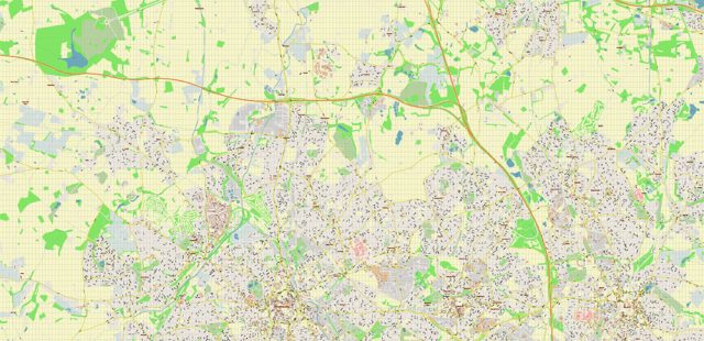Wolverhampton + Dudley UK Map Vector City Plan High Detailed Street Map ...