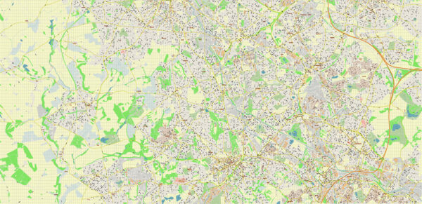 Wolverhampton + Dudley UK Map Vector City Plan High Detailed Street Map ...