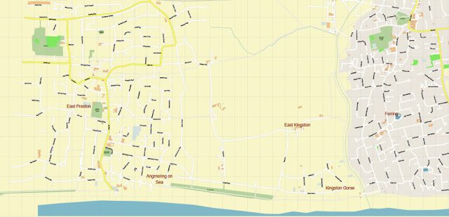 Worthing Area UK Map Vector City Plan High Detailed Street Map editable ...
