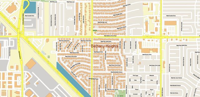 Avondale + Glendale Arizona US PDF Vector Map: City Plan High Detailed ...