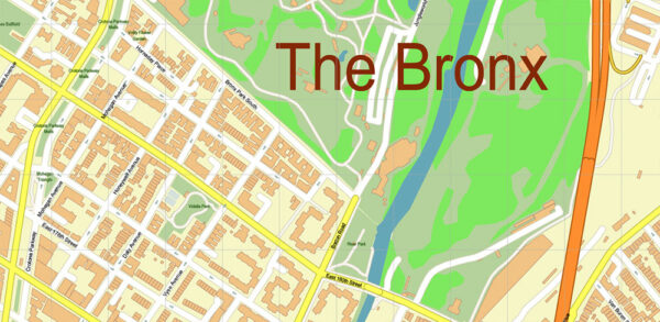 Bronx New York City NY US Map Vector City Plan High Detailed Street Map ...