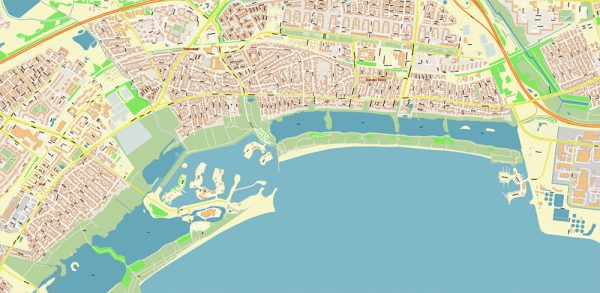 Copenhagen / København Denmark Map Vector City Plan High Detailed Street Map editable Adobe ...