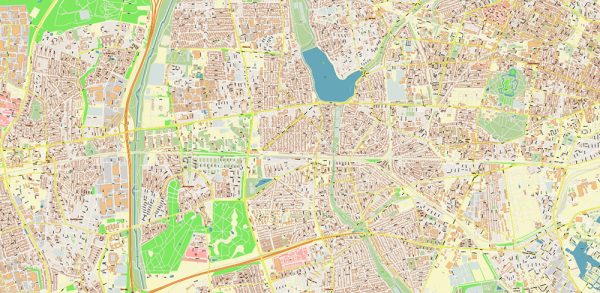 Copenhagen / København Denmark Map Vector City Plan High Detailed Street Map editable Adobe ...