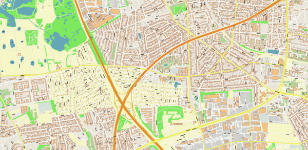 Copenhagen / København Denmark PDF Vector Map: City Plan High Detailed ...