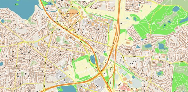 Copenhagen / København Denmark Map Vector City Plan High Detailed Street Map editable Adobe ...