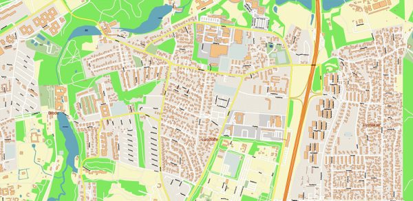 Copenhagen / København Denmark Map Vector City Plan High Detailed Street Map editable Adobe ...
