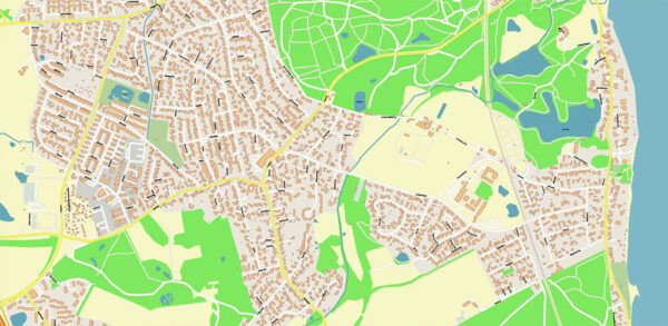 Copenhagen / København Denmark PDF Vector Map: City Plan High Detailed ...