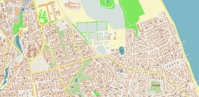 Copenhagen / København Denmark Map Vector City Plan High Detailed ...