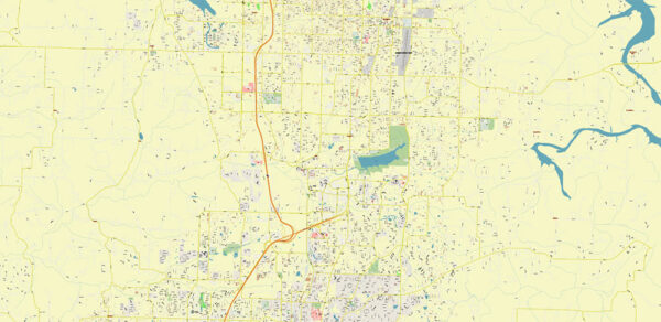 Fayetteville Arkansas US Map Vector City Plan High Detailed Street Map ...