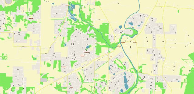 Huntsville Alabama US PDF Vector Map: City Plan High Detailed Street ...