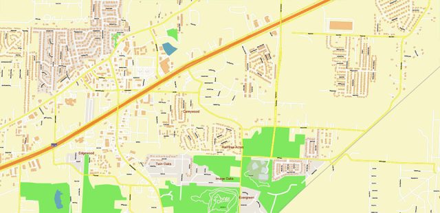 Little Rock Arkansas US Map Vector City Plan High Detailed Street Map ...