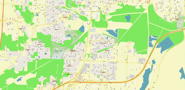 Little Rock Arkansas US Map Vector City Plan High Detailed Street Map ...