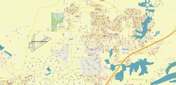 Little Rock Arkansas US Map Vector City Plan High Detailed Street Map ...