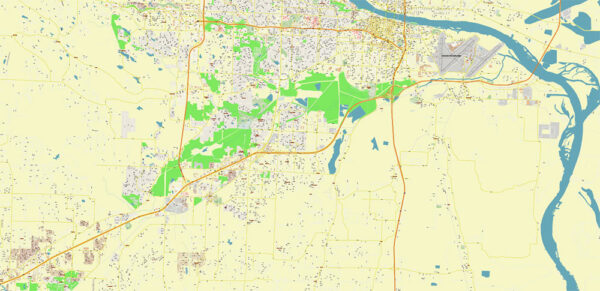 Little Rock Arkansas US Map Vector City Plan High Detailed Street Map ...